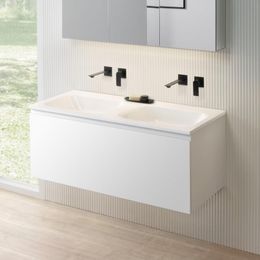 rivea Dia Unterschrank B: 121 cm mit 1 Auszug, Doppelwaschtisch ohne Hahnloch wei&szlig;,, BR0039WM+BR0057WH,