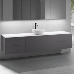 neoro n50 M&ouml;belanlage B: 220 cm mit 5 Ausz&uuml;gen, Waschtisch &Oslash; 40 cm wei&szlig; matt,, BN0064WM+2#BN0421GR+BN0433GR+BN0415WH,