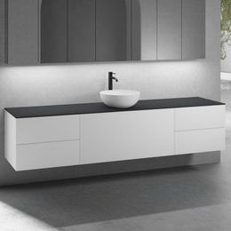 neoro n50 M&ouml;belanlage B: 220 cm mit 5 Ausz&uuml;gen, Waschtisch &Oslash; 40 cm wei&szlig; matt,, BN0064WM+2#BN0421WM+BN0433WM+BN0415BM,