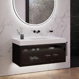 neoro n80 fumo Unterschrank B: 120 cm mit 1 Auszug, mit Parsolglasfront, Waschtisch area, BN0160WM+BN0434SG,