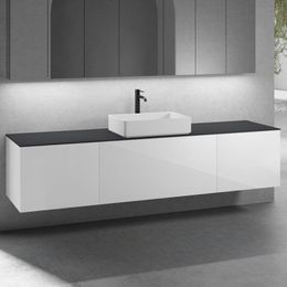 neoro n50 M&ouml;belanlage B: 220 cm mit 3 Ausz&uuml;gen, Waschtisch B: 58 cm wei&szlig; matt,, BN0065WM+2#BN0431WH+BN0433WH+BN0415BM,