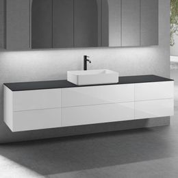 neoro n50 M&ouml;belanlage B: 220 cm mit 6 Ausz&uuml;gen, Waschtisch B: 58 cm wei&szlig; matt,, BN0065WM+2#BN0421WH+BN0423WH+BN0415BM,