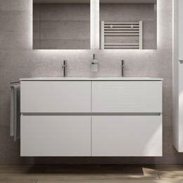 evineo ineo5 evo Unterschrank B: 128 cm, 4 Ausz&uuml;gen, mit Griffmulde, f&uuml;r Duravit ME by Starck Waschtisch,, BE0717WH,