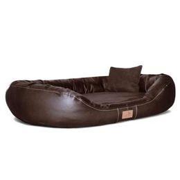 tierlando Orthop&auml;disches Hundebett LENNART VISCO PLUS Kunstleder und Velours braun 1 m, 25 cm, 85 cm