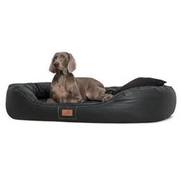 tierlando Orthop&auml;disches Hundebett LENNART VISCO PLUS Kunstleder und Velours schwarz 1 m, 25 cm, 85 cm