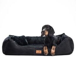tierlando FLOYD - Ultraweiches orthop&auml;disches Hundebett High-Tech-Velours und Pl&uuml;sch VISCO schwarz 1,2 m, 25 cm, 85 cm