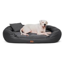 tierlando Orthop&auml;disches Hundebett LENNART VISCO PLUS Kunstleder und Velours schwarz/ graphit 1,4 m, 30 cm, 1,05 m