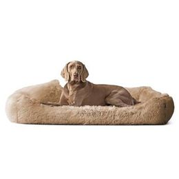 tierlando PEDRO - Orthop&auml;disches Hundebett mit kuscheligem Langflor beige 1,6 m, 22 cm, 1,1 m