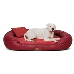 tierlando Orthop&auml;disches Hundebett LENNART VISCO PLUS Kunstleder und Velours dunkelrot 1,7 m, 35 cm, 1,1 m