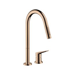 Hansgrohe 2-Loch-Sp&uuml;ltisch-Einhebelmischer 220 Axor Citterio M mit Ausziehbrause, polished red gold (34822300)
