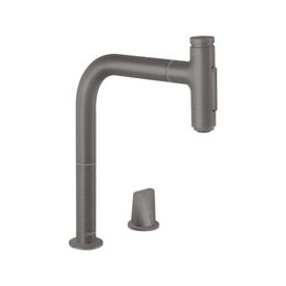 Hansgrohe 2-Loch-Sp&uuml;ltisch-Einhebelmischer 200 Metris Sel. M71 m Ausziehbr., 2jet, sBox, brushed black (73818340)