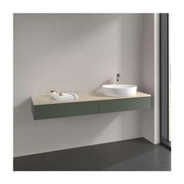 Villeroy & Boch Villeroy und Boch Antao Waschtisch-Unterschrank L16153HL mit Beleuchtung, 2 Ausz&uuml;ge, 1600 x 190 x 500 mm, Front mit Struktur, Leaf Green Matt Lacquer / Botticino