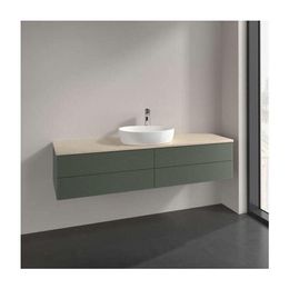Villeroy & Boch Villeroy und Boch Antao Waschtisch-Unterschrank K25153HL 160x36x50cm, Hahnlochbohrung, Waschbeckenplattenfarbe botticino, leaf green matt lacquer