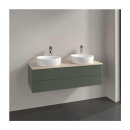 Villeroy & Boch Villeroy und Boch Antao Waschtisch-Unterschrank K24153HL 120x36x50cm, Hahnloch, Waschbeckenplattenfarbe botticino, leaf green matt lacquer