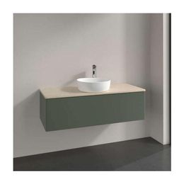 Villeroy & Boch Villeroy und Boch Antao Waschtisch-Unterschrank L32053HL mit Beleuchtung, 1 Auszug, 1200 x 360 x 500 mm, Front ohne Struktur, Leaf Green Matt Lacquer / Botticino