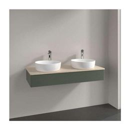 Villeroy & Boch Villeroy und Boch Antao Waschtisch-Unterschrank L13113HL mit Beleuchtung, 1 Auszug, 1200 x 190 x 500 mm, Front mit Struktur, Leaf Green Matt Lacquer / Botticino