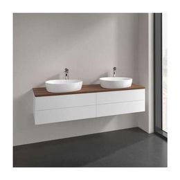 Villeroy & Boch Villeroy und Boch Antao Waschtisch-Unterschrank L28052MT mit Beleuchtung, 4 Ausz&uuml;ge, 1600 x 360 x 500 mm, Front ohne Struktur, White Matt Lacquer / Warm Walnut