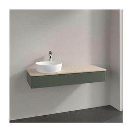 Villeroy & Boch Villeroy und Boch Antao Waschtisch-Unterschrank L11153HL mit Beleuchtung, 1 Auszug, 1200 x 190 x 500 mm, Front mit Struktur, Leaf Green Matt Lacquer / Botticino