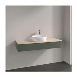 Villeroy & Boch Villeroy und Boch Antao Waschtisch-Unterschrank L10053HL mit Beleuchtung, 1 Auszug, 1200 x 190 x 500 mm, Front ohne Struktur, Leaf Green Matt Lacquer / Botticino