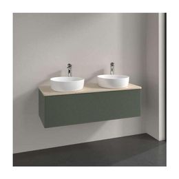 Villeroy & Boch Villeroy und Boch Antao Waschtisch-Unterschrank L35153HL mit Beleuchtung, 1 Auszug, 1200 x 360 x 500 mm, Front mit Struktur, Leaf Green Matt Lacquer / Botticino