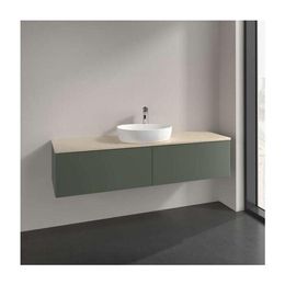 Villeroy & Boch Villeroy und Boch Antao Waschtisch-Unterschrank L36053HL mit Beleuchtung, 2 Ausz&uuml;ge, 1600 x 360 x 500 mm, Front ohne Struktur, Leaf Green Matt Lacquer / Botticino