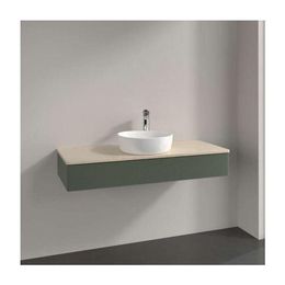 Villeroy & Boch Villeroy und Boch Antao Waschtisch-Unterschrank L10153HL mit Beleuchtung, 1 Auszug, 1200 x 190 x 500 mm, Front mit Struktur, Leaf Green Matt Lacquer / Botticino