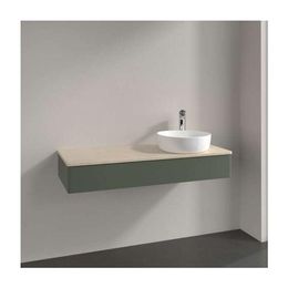 Villeroy & Boch Villeroy und Boch Antao Waschtisch-Unterschrank K12053HL 120x19x50cm, Hahnloch, Waschbeckenplattenfarbe botticino, leaf green matt lacquer