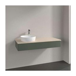 Villeroy & Boch Villeroy und Boch Antao Waschtisch-Unterschrank L11053HL mit Beleuchtung, 1 Auszug, 1200 x 190 x 500 mm, Front ohne Struktur, Leaf Green Matt Lacquer / Botticino