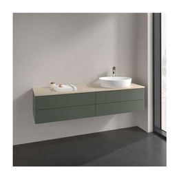 Villeroy & Boch Villeroy und Boch Antao Waschtisch-Unterschrank K27053HL 160x36x50cm, Hahnloch, Waschbeckenplattenfarbe botticino, leaf green matt lacquer