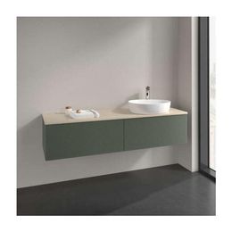 Villeroy & Boch Villeroy und Boch Antao Waschtisch-Unterschrank K38153HL 160x36x50cm, Hahnlochbohrung, Waschbeckenplattenfarbe botticino, leaf green matt lacquer