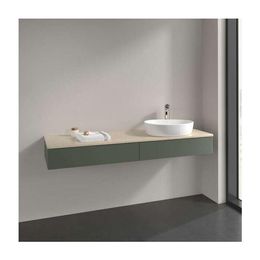 Villeroy & Boch Villeroy und Boch Antao Waschtisch-Unterschrank L16053HL mit Beleuchtung, 2 Ausz&uuml;ge, 1600 x 190 x 500 mm, Front ohne Struktur, Leaf Green Matt Lacquer / Botticino