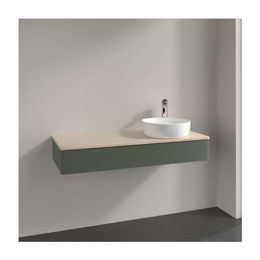Villeroy & Boch Villeroy und Boch Antao Waschtisch-Unterschrank L12153HL mit Beleuchtung, 1 Auszug, 1200 x 190 x 500 mm, Front mit Struktur, Leaf Green Matt Lacquer / Botticino