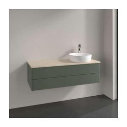 Villeroy & Boch Villeroy und Boch Antao Waschtisch-Unterschrank L23053HL mit Beleuchtung, 2 Ausz&uuml;ge, 1200 x 360 x 500 mm, Front ohne Struktur, Leaf Green Matt Lacquer / Botticino