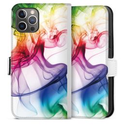 DeinDesign iPhone 12 Pro Handy Klapph&uuml;lle Handyh&uuml;lle aus Kunst Leder wei&szlig; Flip Case Rainbow Colour Water Sideflip mit Lasche