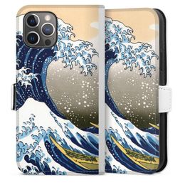 DeinDesign iPhone 12 Pro Handy Klapph&uuml;lle Handyh&uuml;lle aus Kunst Leder wei&szlig; Flip Case Katsushika Hokusai Die Gro&szlig;e Welle Vor Kanagawa Kunst Sideflip mit Lasche