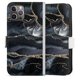 DeinDesign iPhone 12 Pro Handy Klapph&uuml;lle Handyh&uuml;lle aus Kunst Leder wei&szlig; Flip Case Marble Trends Glitzer Sideflip mit Lasche