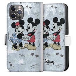 DeinDesign iPhone 12 Pro Handy Klapph&uuml;lle Handyh&uuml;lle aus Kunst Leder wei&szlig; Flip Case Vintage Disney Sideflip mit Lasche