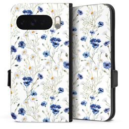 DeinDesign Google Pixel 10 Pro XL Handy Klapph&uuml;lle Handyh&uuml;lle aus Kunst Leder schwarz Flip Case Flowers Muster Flower Sideflip mit Lasche