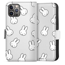 DeinDesign iPhone 12 Pro Handy Klapph&uuml;lle Handyh&uuml;lle aus Kunst Leder wei&szlig; Flip Case Muster Miffy Transparent Sideflip mit Lasche