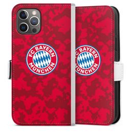 DeinDesign iPhone 12 Pro Handy Klapph&uuml;lle Handyh&uuml;lle aus Kunst Leder wei&szlig; Flip Case Camouflage Fc Bayern M&uuml;nchen Fcb Sideflip mit Lasche