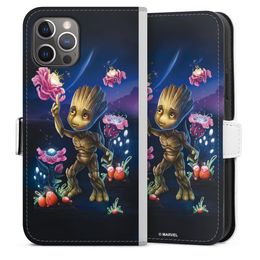 DeinDesign iPhone 12 Pro Handy Klapph&uuml;lle Handyh&uuml;lle aus Kunst Leder wei&szlig; Flip Case Baby Groot Marvel Guardians Of The Galaxy Sideflip mit Lasche