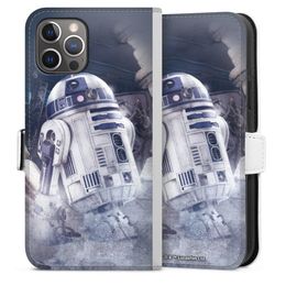 DeinDesign iPhone 12 Pro Handy Klapph&uuml;lle Handyh&uuml;lle aus Kunst Leder wei&szlig; Flip Case Robot Merchandise Star Wars Sideflip mit Lasche
