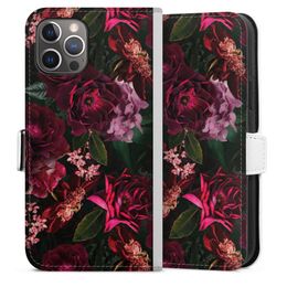 DeinDesign iPhone 12 Pro Handy Klapph&uuml;lle Handyh&uuml;lle aus Kunst Leder wei&szlig; Flip Case Flowers Blossom Rose Sideflip mit Lasche