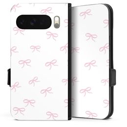 DeinDesign Google Pixel 10 Pro XL Handy Klapph&uuml;lle Handyh&uuml;lle aus Kunst Leder schwarz Flip Case Schleifen Muster Bow Sideflip mit Lasche