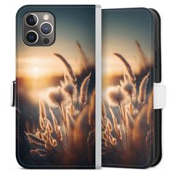DeinDesign iPhone 12 Pro Handy Klapph&uuml;lle Handyh&uuml;lle aus Kunst Leder wei&szlig; Flip Case Sun Pampasgras Nature Sideflip mit Lasche