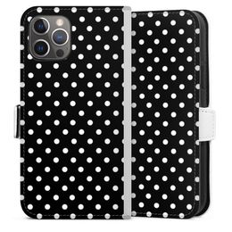 DeinDesign iPhone 12 Pro Handy Klapph&uuml;lle Handyh&uuml;lle aus Kunst Leder wei&szlig; Flip Case Retro Points Polka Dots Sideflip mit Lasche