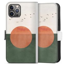 DeinDesign iPhone 12 Pro Handy Klapph&uuml;lle Handyh&uuml;lle aus Kunst Leder wei&szlig; Flip Case Sunshine Bird Sunset Sideflip mit Lasche