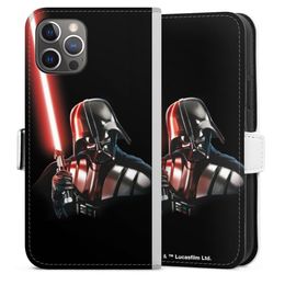 DeinDesign iPhone 12 Pro Handy Klapph&uuml;lle Handyh&uuml;lle aus Kunst Leder wei&szlig; Flip Case Merchandise Darth Vader Star Wars Sideflip mit Lasche