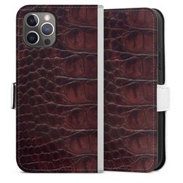 DeinDesign iPhone 12 Pro Handy Klapph&uuml;lle Handyh&uuml;lle aus Kunst Leder wei&szlig; Flip Case Leather Crocodile Animal Print Sideflip mit Lasche