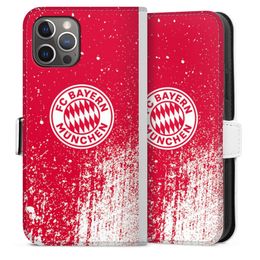 DeinDesign iPhone 12 Pro Handy Klapph&uuml;lle Handyh&uuml;lle aus Kunst Leder wei&szlig; Flip Case Fcb Official Licensed Product Fc Bayern M&uuml;nchen Sideflip mit Lasche